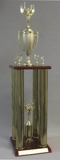 4 Post Trophy / Rosewood Base | Rainbow Creations